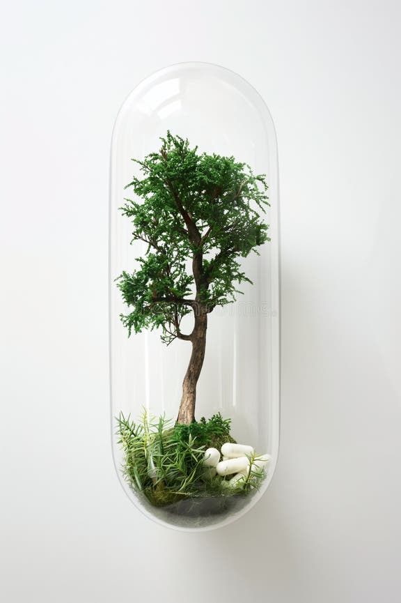 Tree Growing in Capsule with Capsules. Natural Remedies Concept. Stock ...