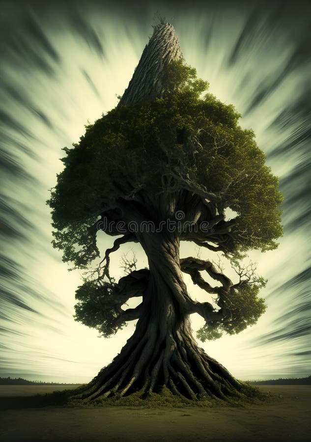 Tree at End of Time, Generative AI Illustration Stock Image - Image of ...