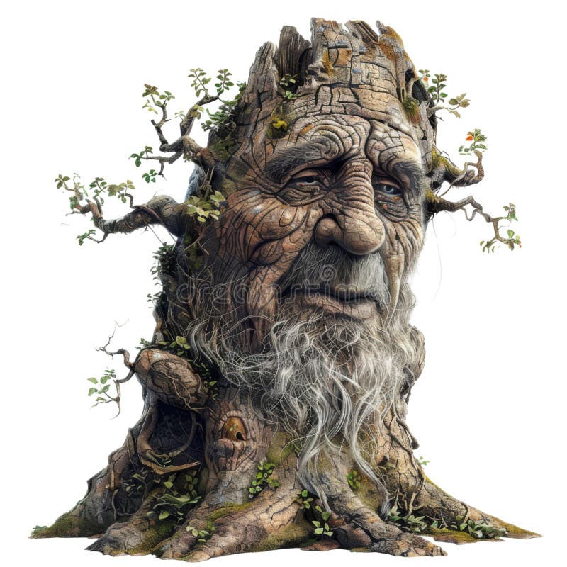 A Tree Entwined with the Face of an Old Man Stock Illustration ...