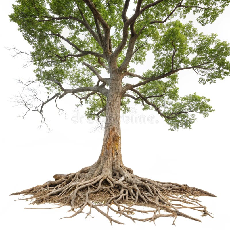 Tree with Roots Isolated on White Background Stock Illustration ...