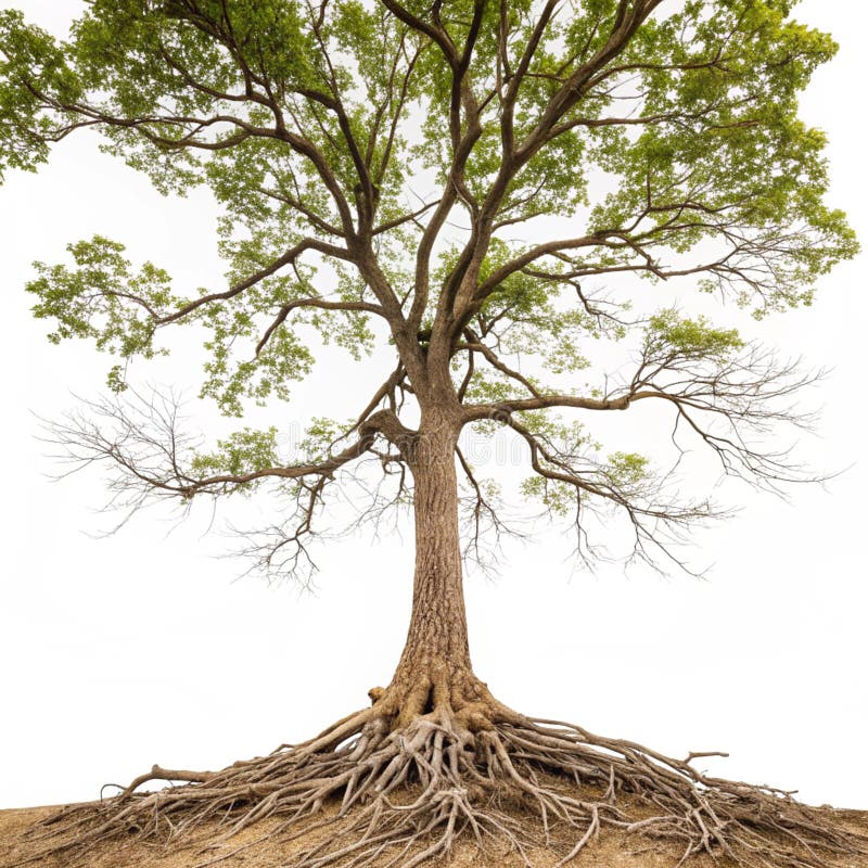 Tree with Roots Isolated on White Background Stock Illustration ...