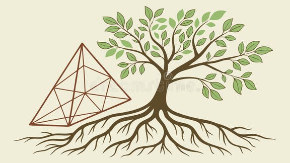 Tree with Exposed Roots on Pyramid, Strong Foundations, Vector Design ...