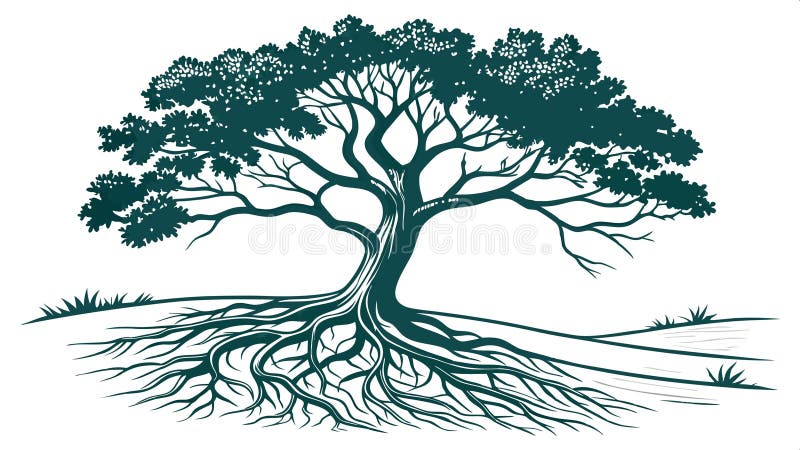 Tree with Exposed Roots, Strength of Nature Vector Design Generative AI ...