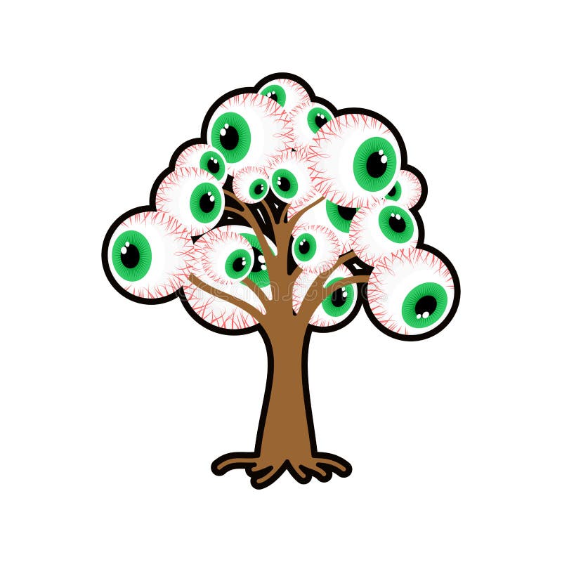Tree with eyes. Eyed tree stock vector. Illustration of glossy - 258798672