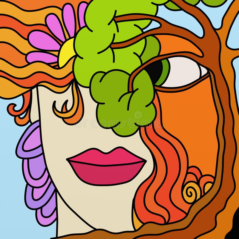 Tree and face stock illustration. Illustration of leaves - 19071147