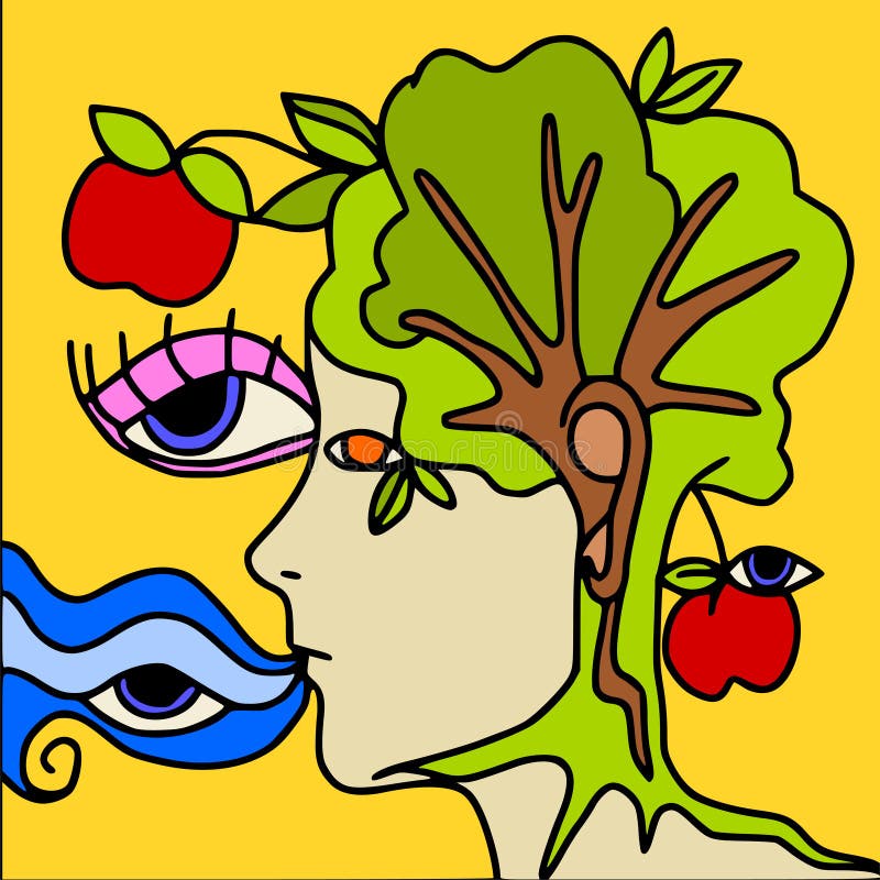 Tree and face stock illustration. Illustration of leaves - 19071147