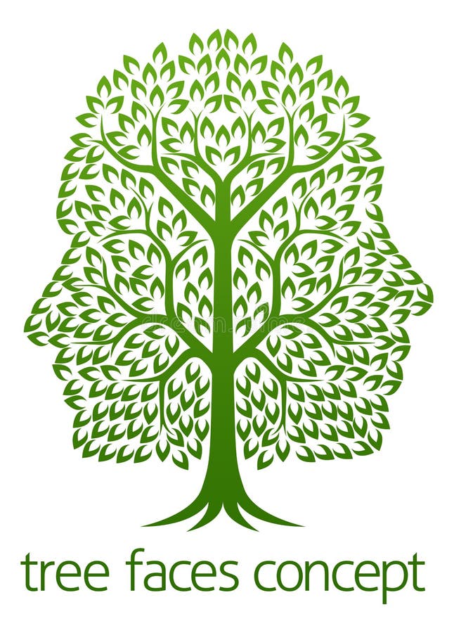 Faces Tree Optical Illusion Concept Stock Vector - Illustration of ...