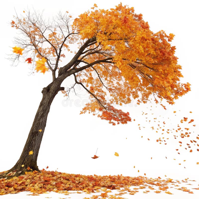 Tree Fall Autumn Illustration Isolated on White Background Stock ...