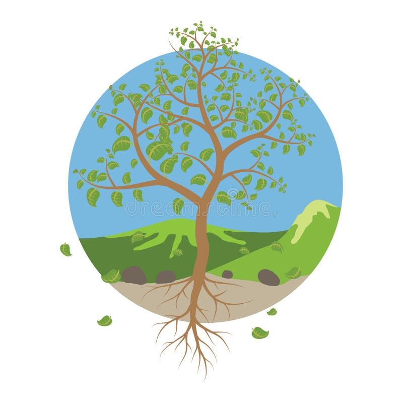 Tree with Fallen Leaves. Vector Illustration Decorative Design Stock ...