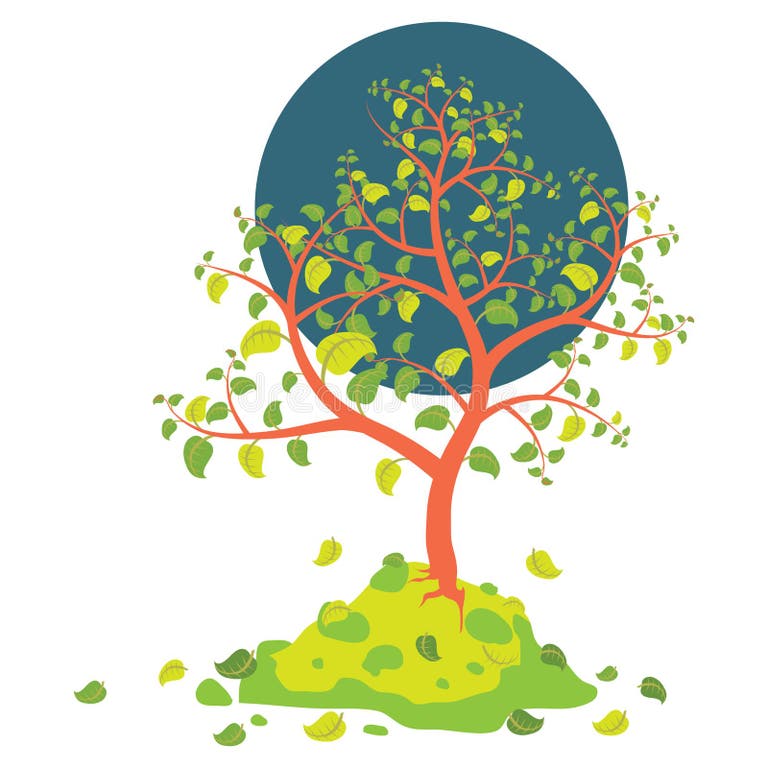 Tree with Fallen Leaves. Vector Illustration Decorative Design Stock ...