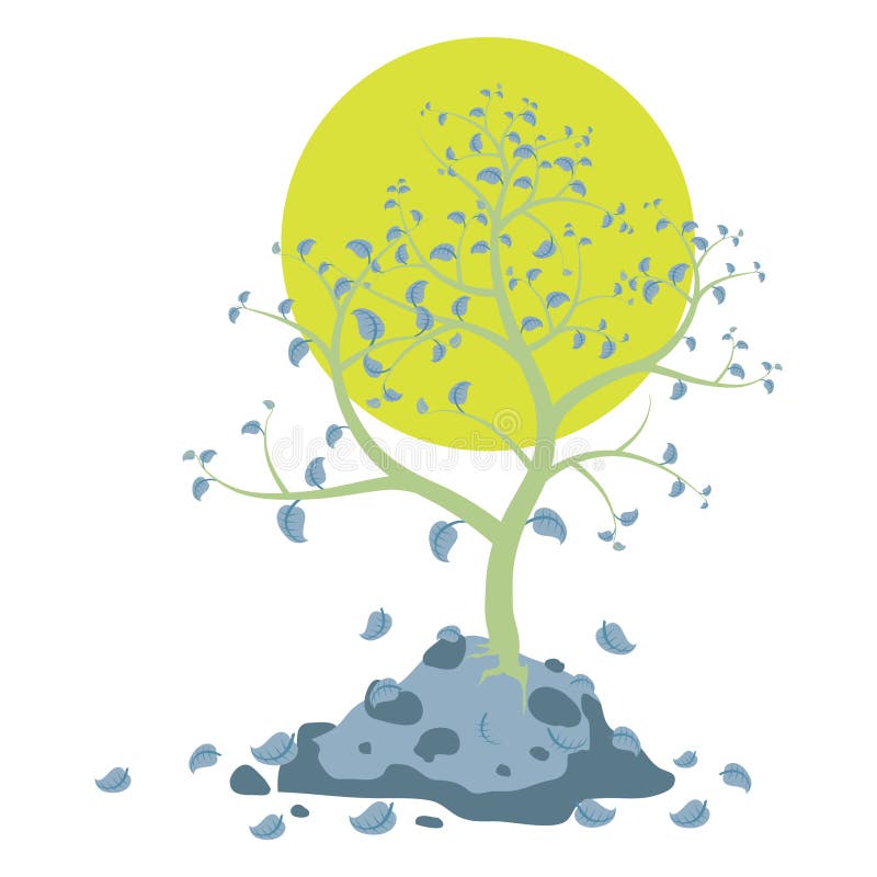 Tree with Fallen Leaves. Vector Illustration Decorative Design Stock ...