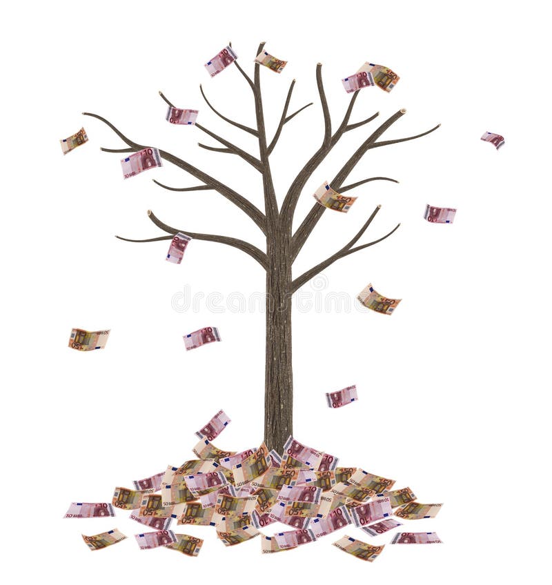Tree with Leaves Falling Notes Stock Illustration - Illustration of ...