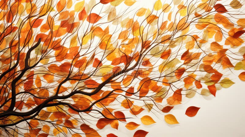 Tree Falling Leaves Pattern Stock Illustration - Illustration of fall ...