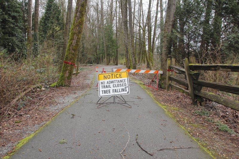 Tree Falling Sign stock image. Image of barricade, walking - 68138311