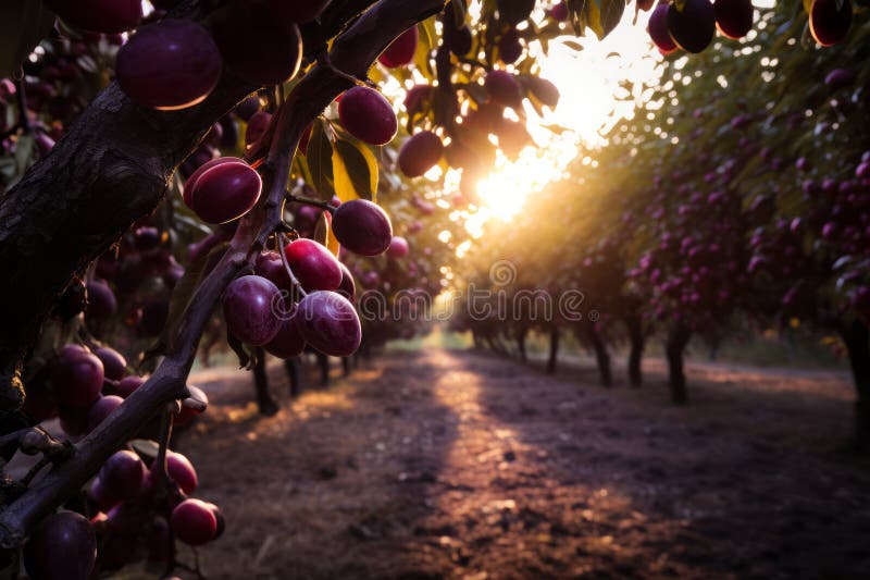 Tree Filled with Lots of Fruit on Top of Field. Generative AI Stock ...