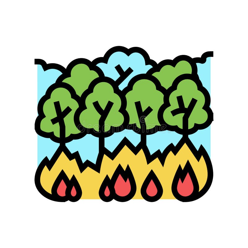 Tree Fire Color Icon Vector Illustration Stock Vector - Illustration of ...