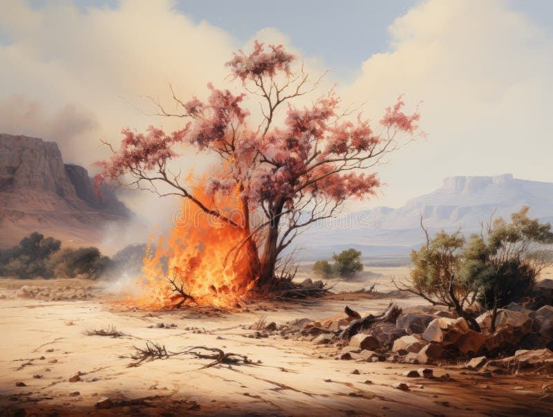 A tree on fire stock illustration. Illustration of volcano - 291987865