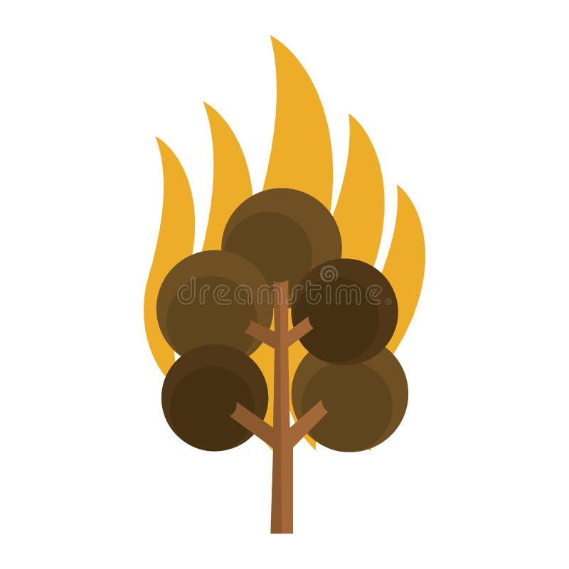 Tree on fire icon stock illustration. Illustration of consume - 74079784