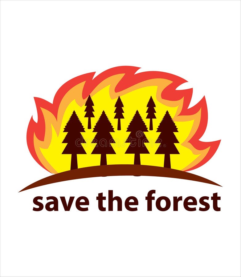 Tree and fire logo vector stock illustration. Illustration of drawn ...