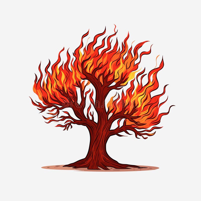 Tree on Fire Vector Flat Minimalistic Isolated Illustration Stock ...
