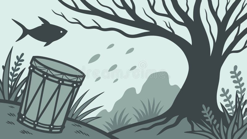 Tree with Fish and Birds, Ecosystem Harmony, Vector Design Generative ...