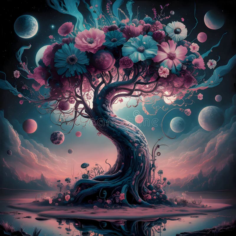 A Tree with Colorful Flowers Growing Out of it Stock Illustration ... A Tree with Colorful Flowers Growing Out of it Stock Illustration ...