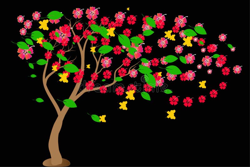 Tree flowers illustration stock illustration. Illustration of leaf ...