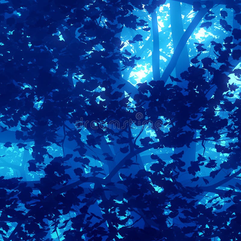 Tree in blue fog stock illustration. Illustration of smoke - 74292162