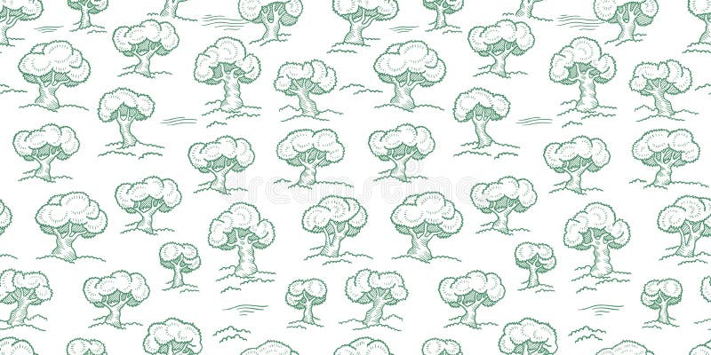 Tree Forest Pattern. Orchard Garden Wrapper Seamless Background. Light ...