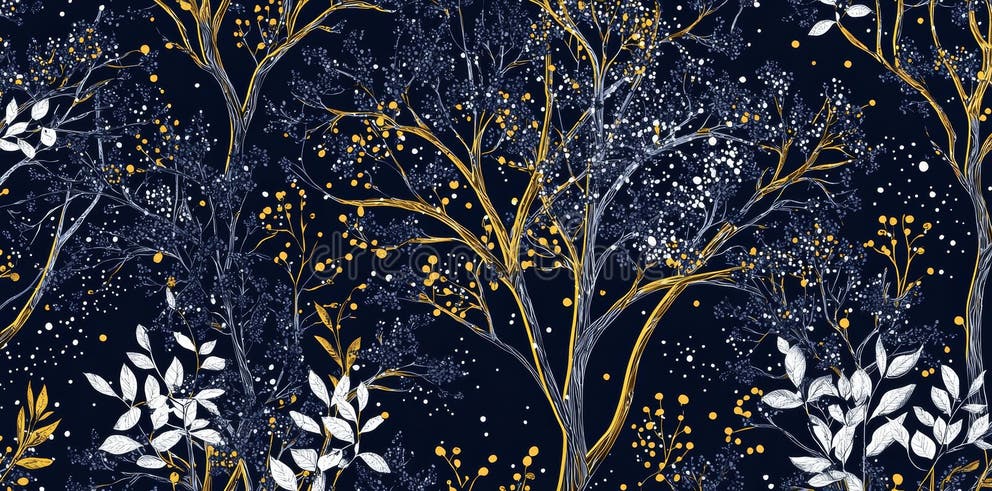 Tree Forest Pattern in Watercolor, Tree Pattern in Watercolor Stock ...