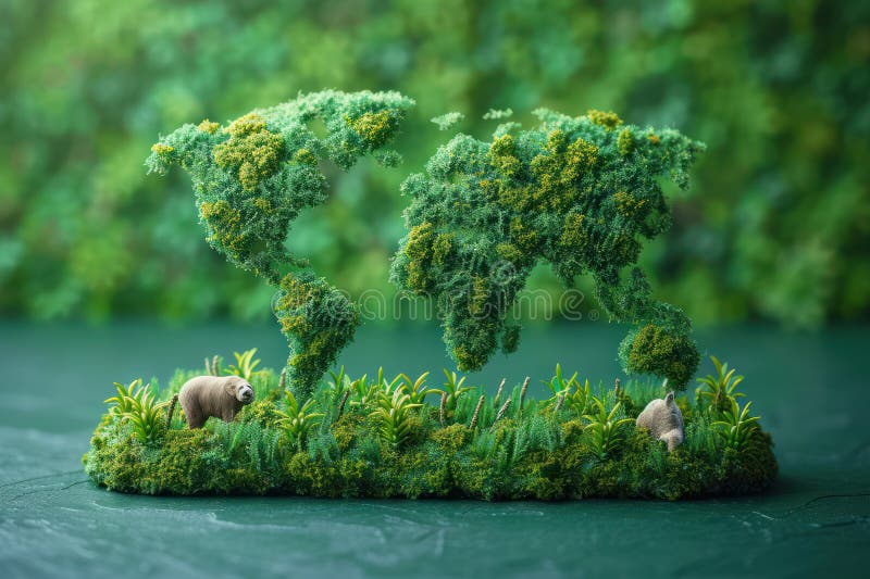 Tree or Forest Shape of Green World Map Planet Environment Extreme ...