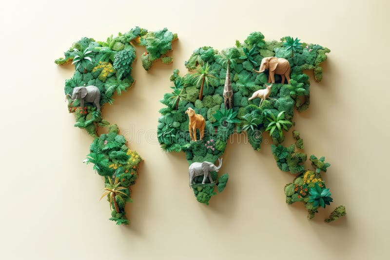 Tree or Forest Shape of Green World Map Planet Environment Extreme ...