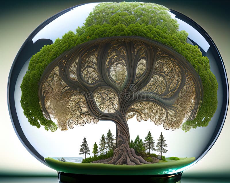 A Tree in the Form of a Globe Stock Illustration - Illustration of ...