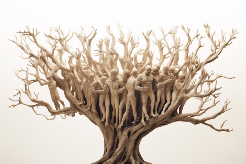 Tree Formed Entirely by Interconnected Human Figures, Symbolizing Unity ...