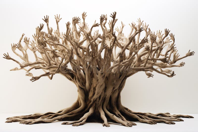 Tree Formed Entirely by Interconnected Human Figures, Symbolizing Unity ...