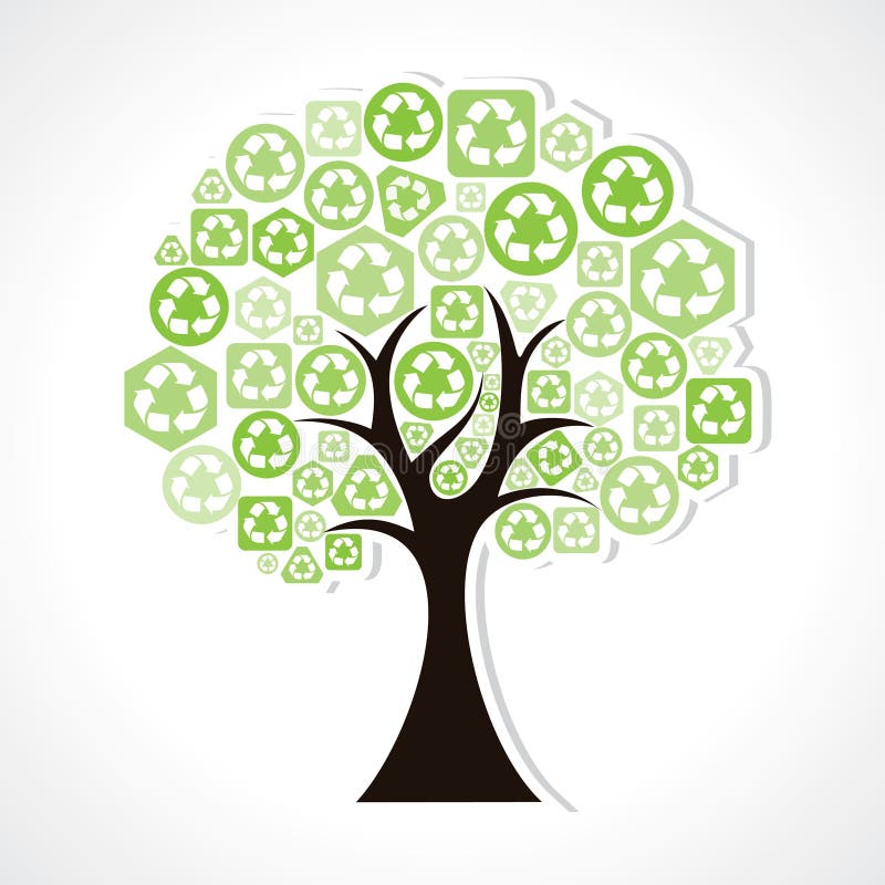 Tree Forming by Green Recycle Icons Stock Vector - Illustration of ...