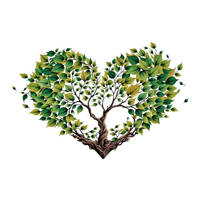 Tree Forming a Heart Shape on PNG Background. Generative AI. Stock ...