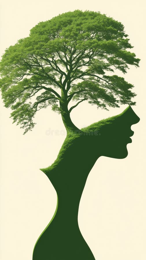 A Tree Forms the Silhouette of a Woman S Profile, Symbolizing Nature ...