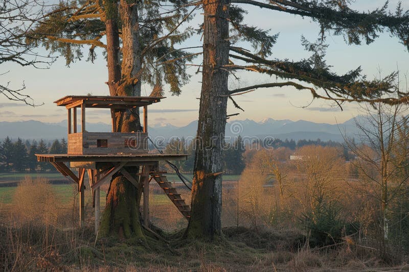 A Tree Fort Up in the Trees. Generative AI Stock Illustration ...