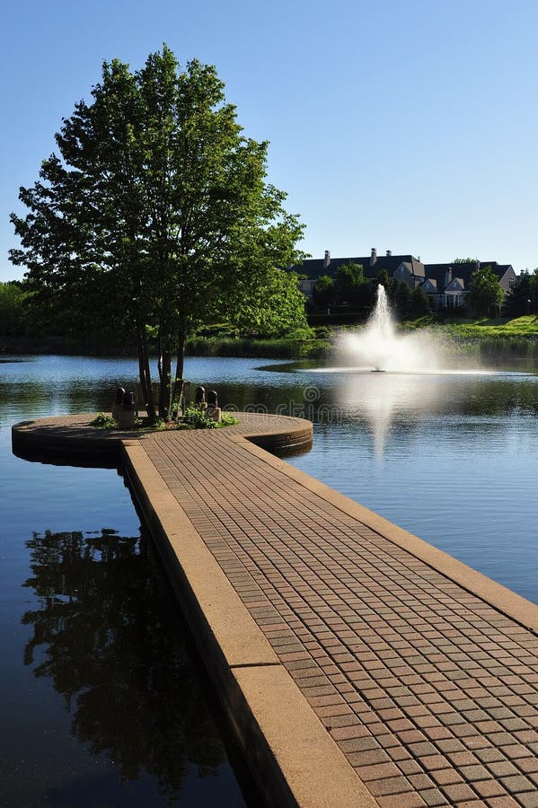 Tree and Fountain stock image. Image of reflection, lake - 11366553