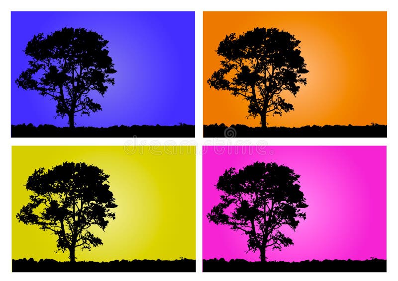 Tree into four colors stock vector. Illustration of vector - 5100334