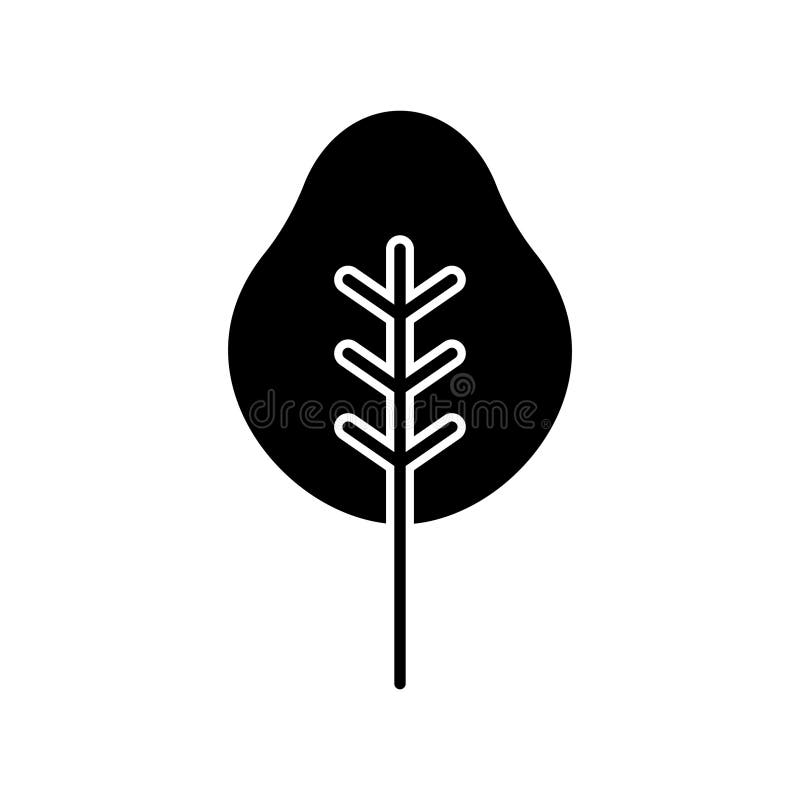 Tree Icon Set. Simple Oak Forest Tree Vector Symbol in Black Filled and ...