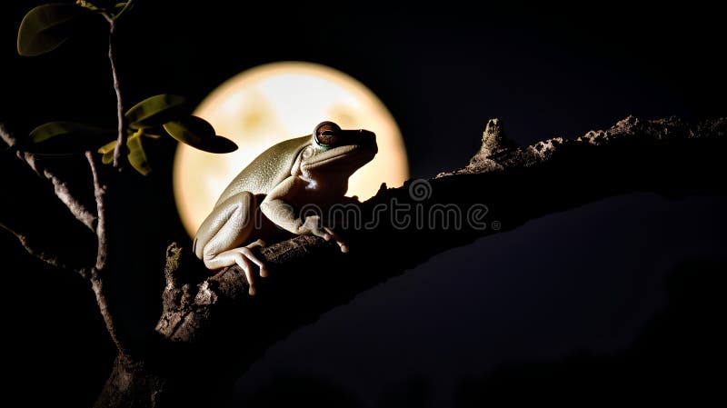 Frog on the moon stock vector. Illustration of frog, happiness - 41998081
