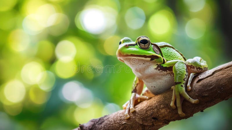 Tree Frog on Branch, Tree Frog on Green Leaves, Animal Closeup Stock ...