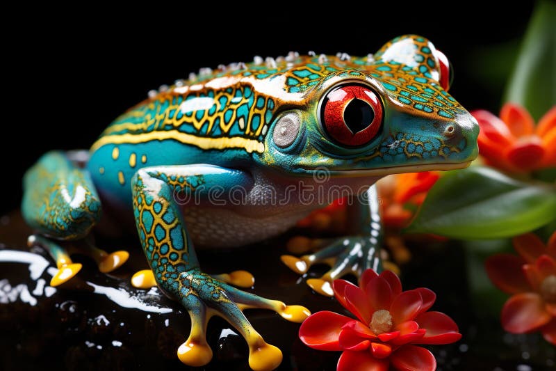 Tree Frog in a Dark Forest. Generative AI Stock Illustration ...