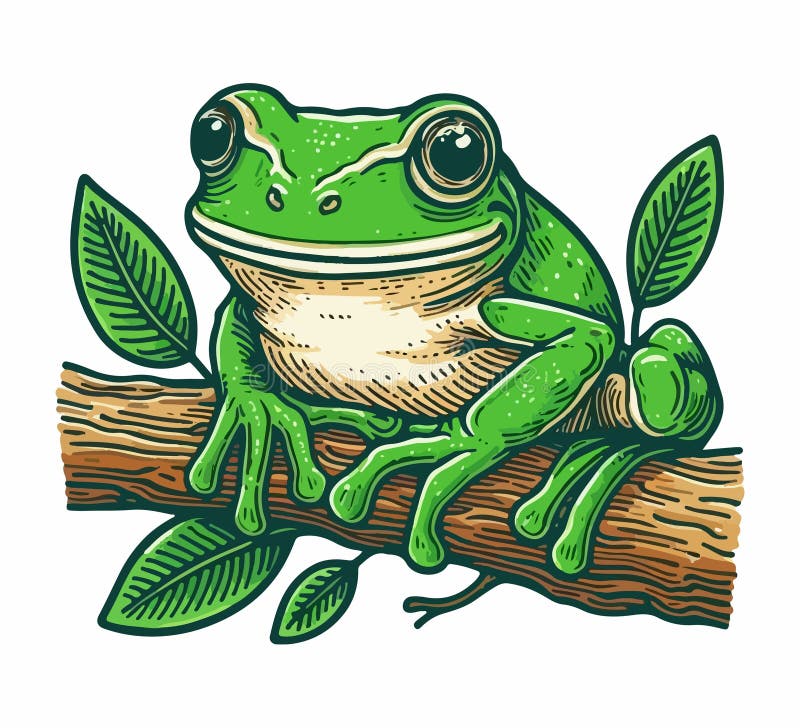 Tree Frog Hand Drawn Vector Graphic Stock Vector - Illustration of ...