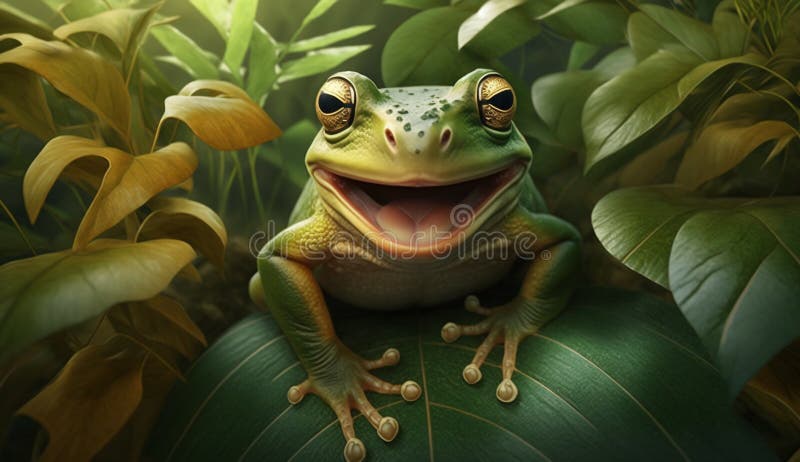 Tree Frog Laughing on the Grass Stock Illustration - Illustration of ...