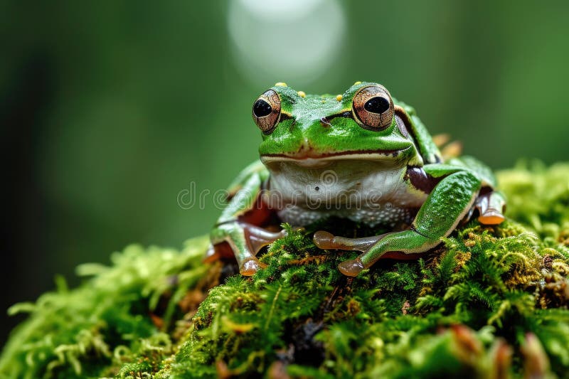 Tree frog sitting on moss stock illustration. Illustration of colourful ...