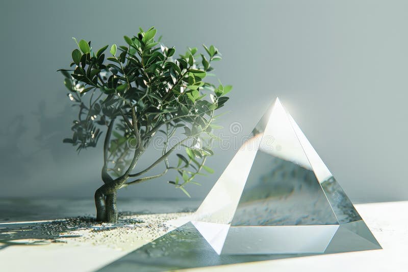 A Tree is in Front of a Pyramid Stock Photo - Image of design, luxury ...