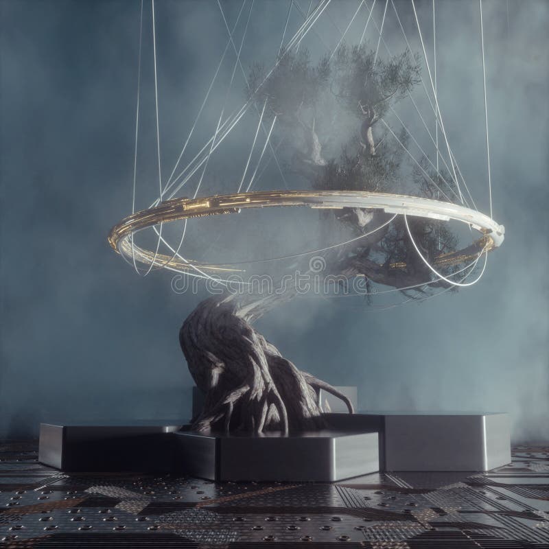 Tree Future, Tree Inside a Futuristic Room Stock Illustration ...